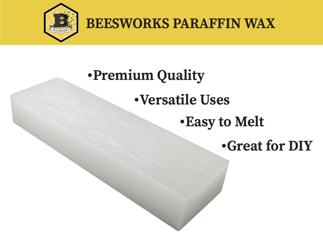 Beesworks Paraffin Wax - 1 lb Refined General Purpose Paraffin Wax - Pure Wax for DIY Candle Making, Canning, Waterproofing, Metal Preservation and More