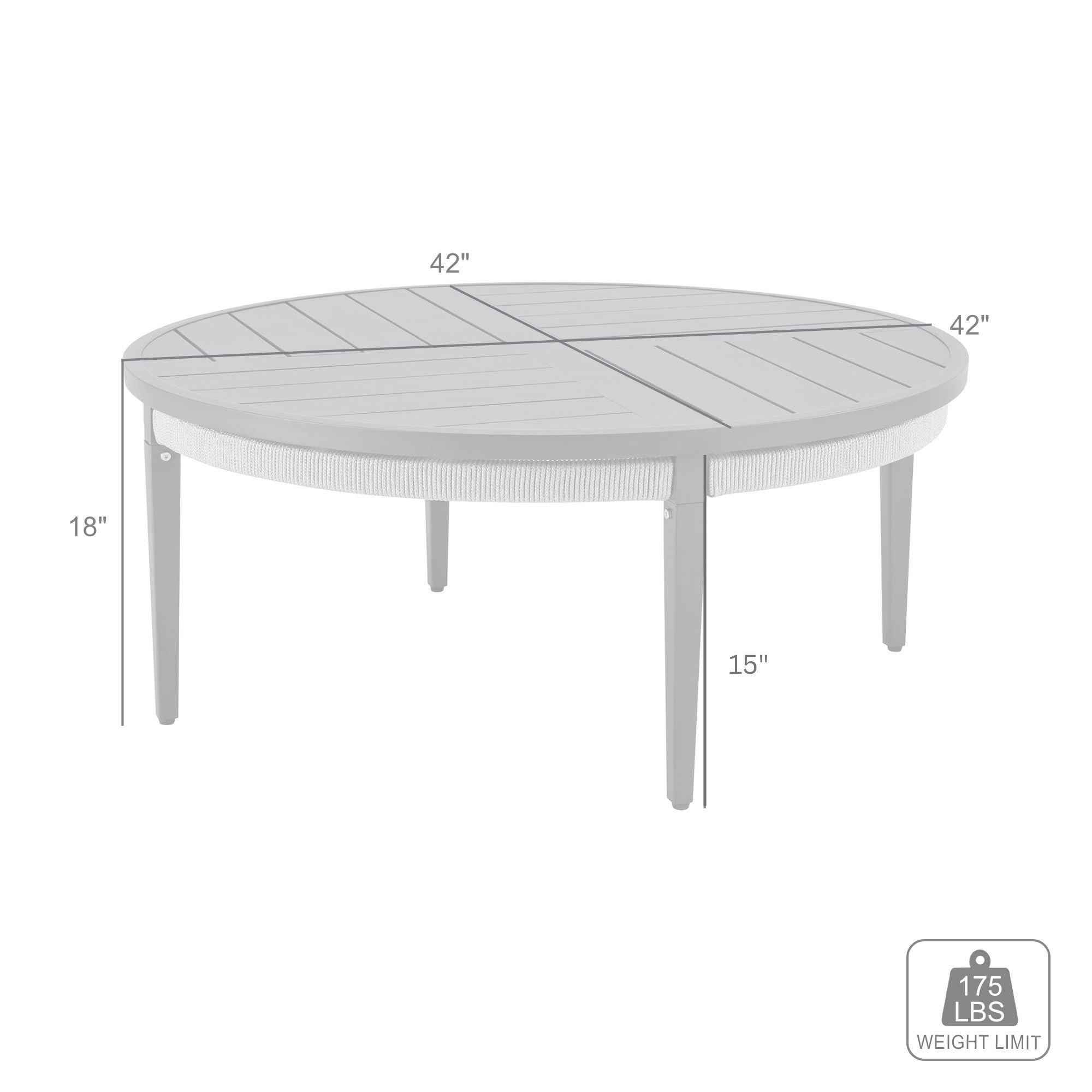 Armen Living Zella Modern Outdoor Patio Aluminum Metal Coffee Table, Charcoal