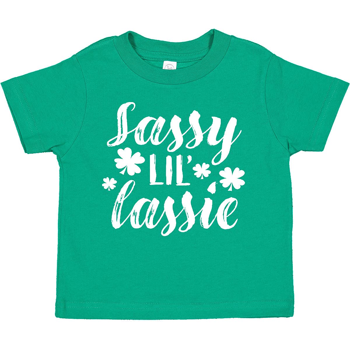 inktastic Saint Patrick's Day Sassy Lil' Lassie with Shamrocks Toddler T-Shirt 3T Kelly Green 38157