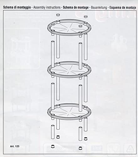 Sana Enterprises 3 Tier Shelf, End, Bed or Display Table, Self-Standing Shelving for Bathroom Toiletries, Storage and Organization. 13 ¾” Diameter, 24” Height, 9 ¼” Space Between Shelves. (White)