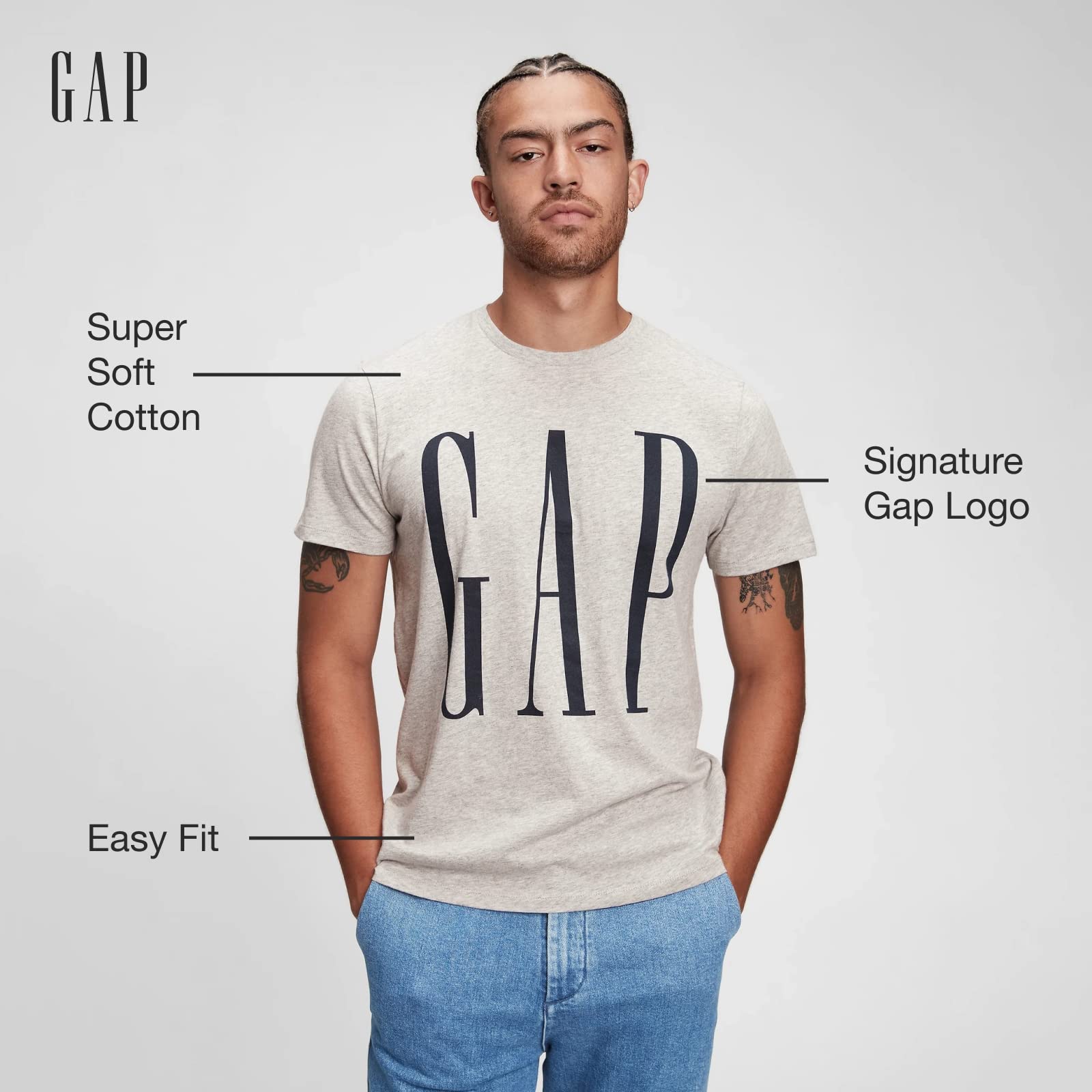 GAP Mens Logo T-Shirt T Shirt, True Black, XX-Large US