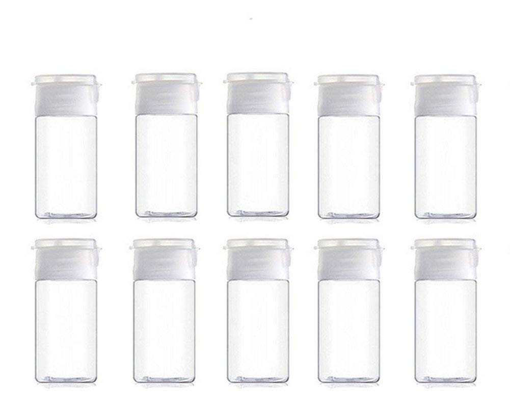 Onwon 10 Pcs 30 ml/1 oz Empty Plastic Sample Travel Size Plastic Empty Squeeze Bottle Container Jar Pot Vial with Flip Lid Perfect for Emollient Water Shower Gel Emulsion Etc
