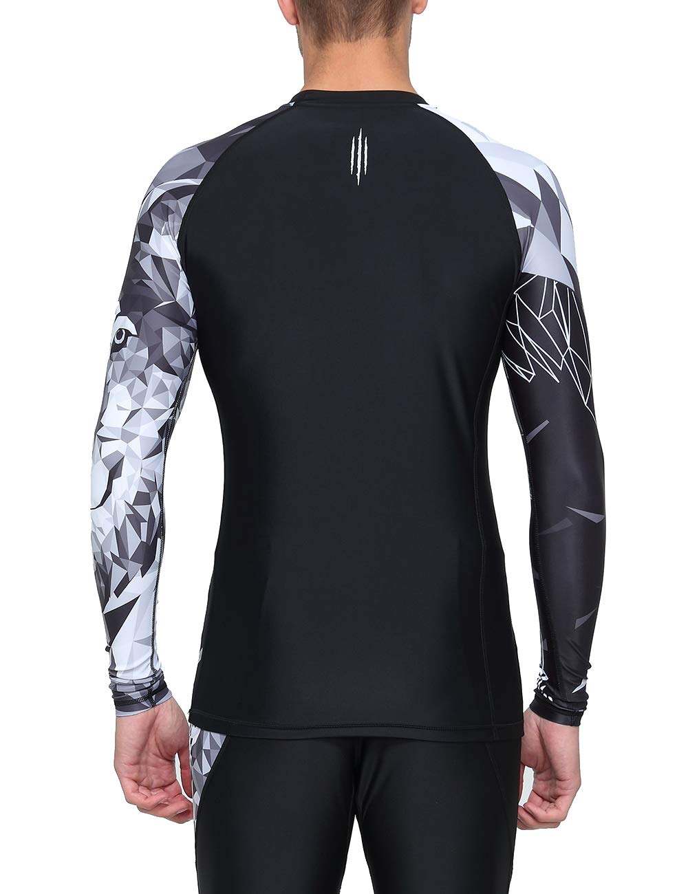 ADOREISM Quick-Dry Men's Long Sleeve Rash Guard UPF 50+ Compression Swim Shirt (Wolf, XL)