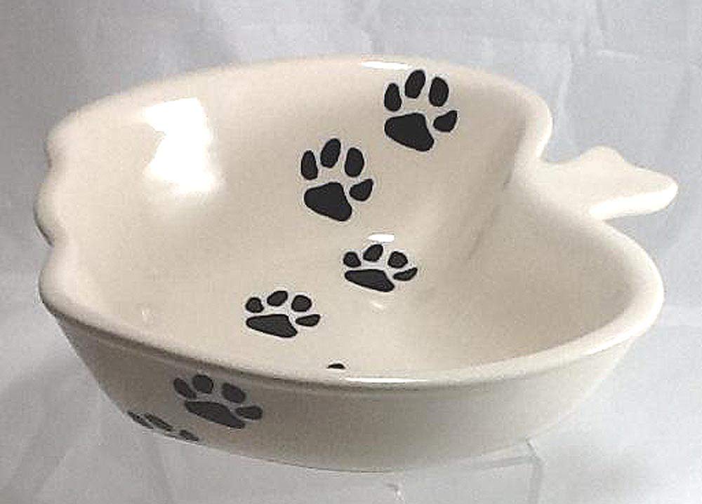 Apple Bowl Shaped Dish Paw Prints Pet Lover Stocking Stuffer Polish Pottery