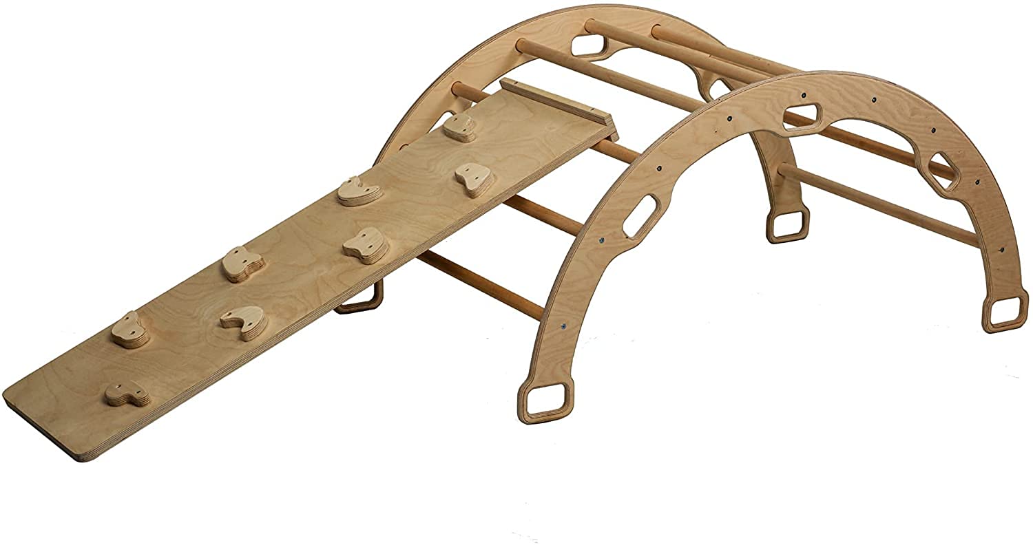 Climbing Arch | Montessori Rocker Arch | Arch with Two Sided Ramp | Wooden Climbing Arch | Climbing Wall for Children's Rooms | Indoor Playground for Climbing (Rock Ramp)