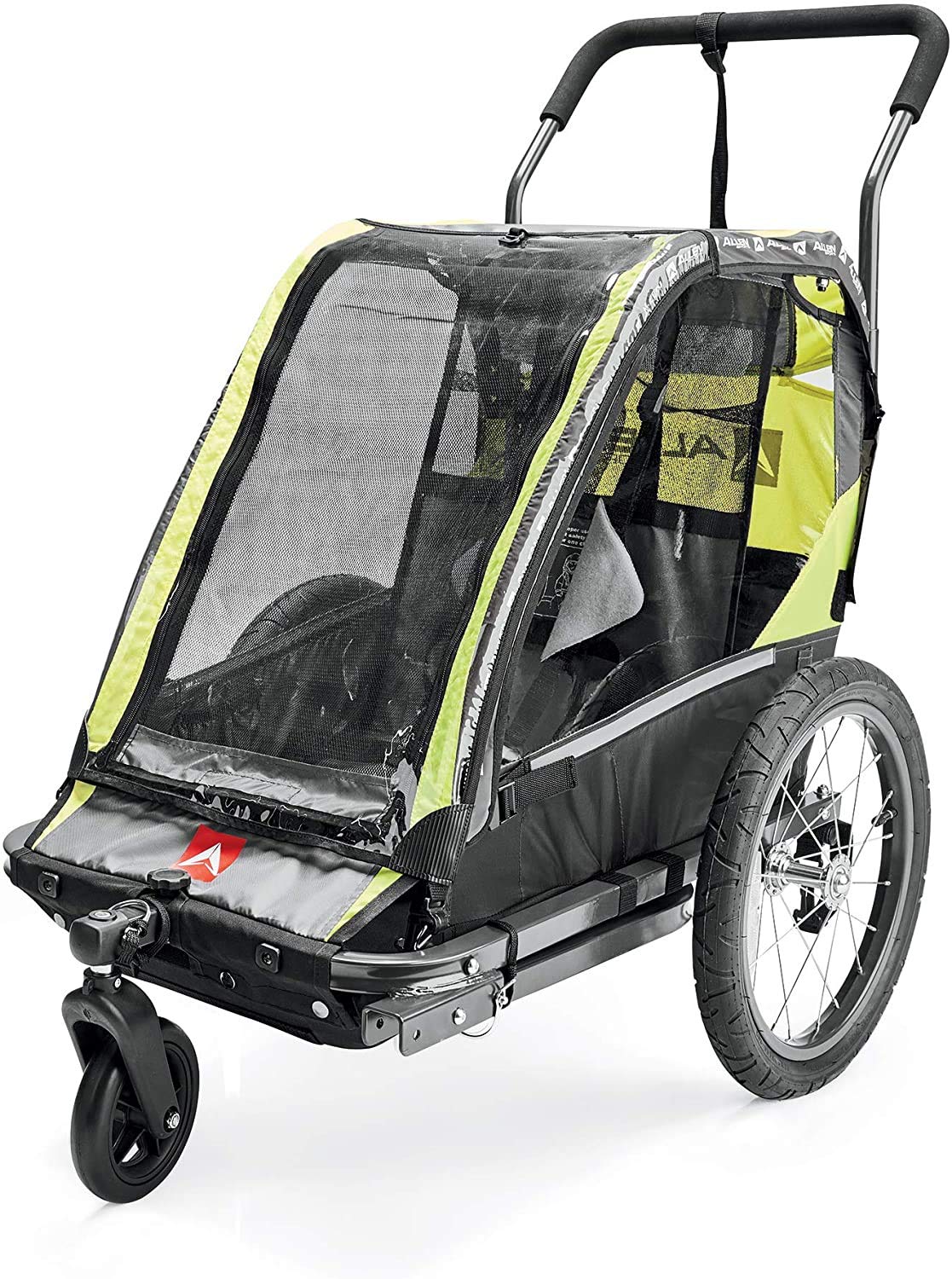 Allen Sports Deluxe Steel 1-Child Bicycle Trailer and Stroller, Green