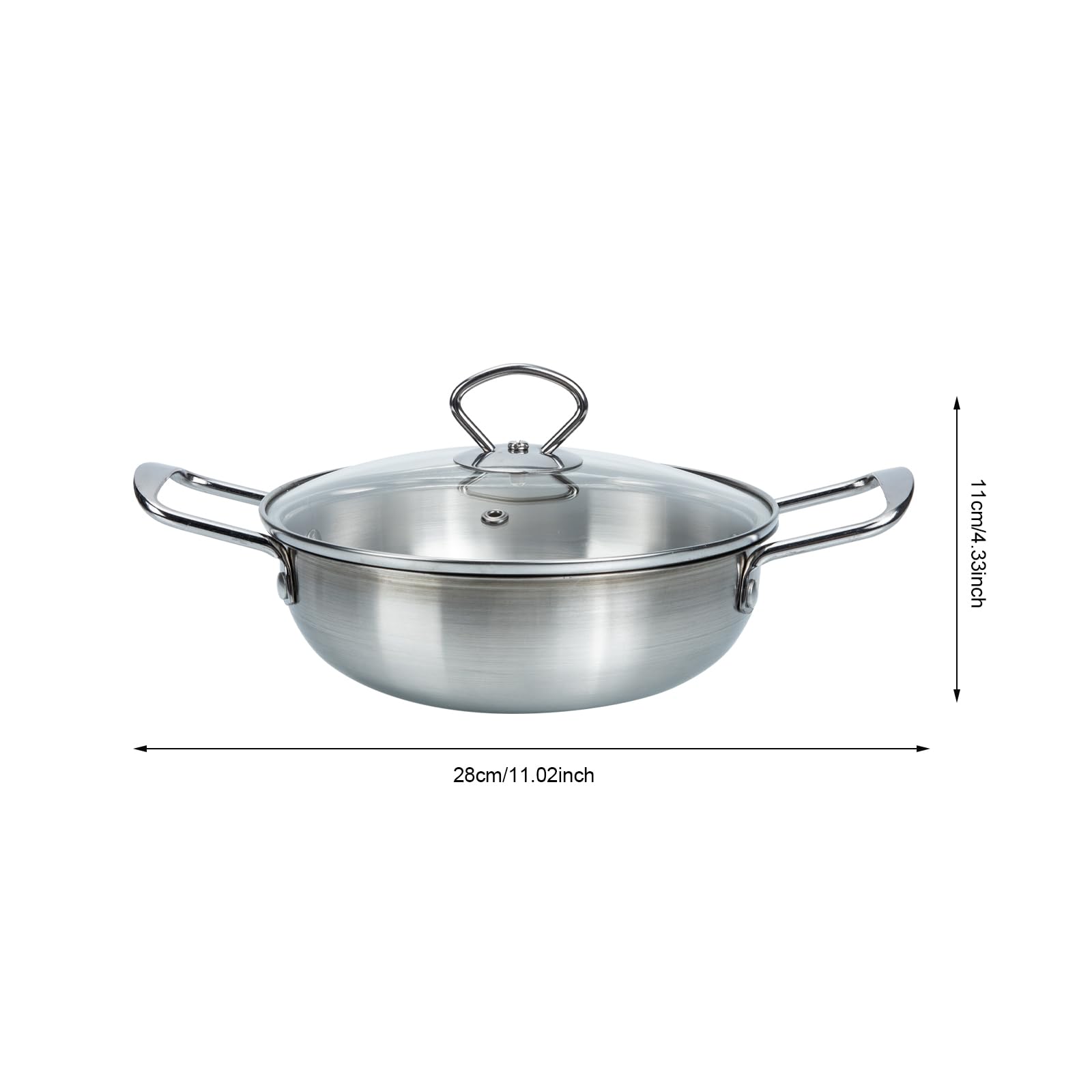 Pan with Lid Camping Cookware Stainless Steel Hot Pot Pot Without Divider Double Dry Handle Cooking Pot with Lid for Induction Cooktop Gas Stove 18cm Stock Pot Chinese Hot Pot