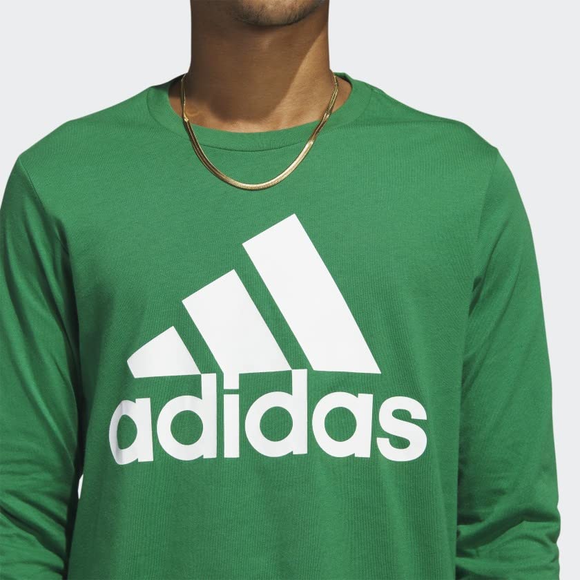 adidas Amplifier Long Sleeve Badge of Sport Tee Men's, Green, Size S