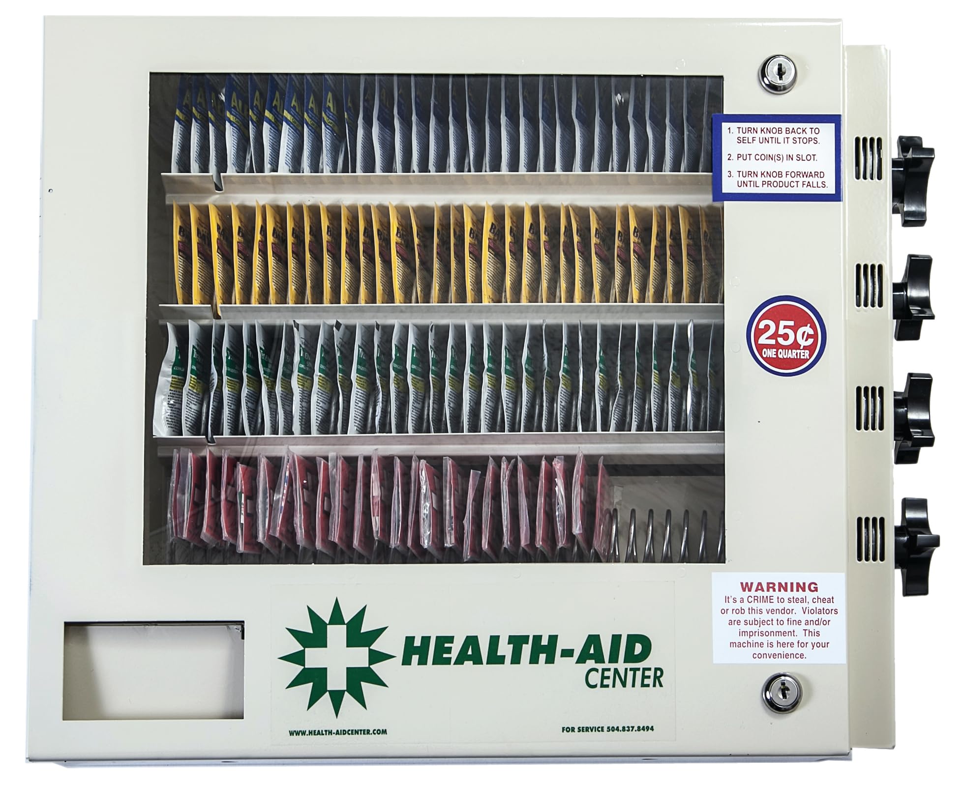 Health Aid 4 Select Medicine, Feminine Hygiene, Condom, Vending Machine with HD All Steel Coin MECHANISMS and KNOBS