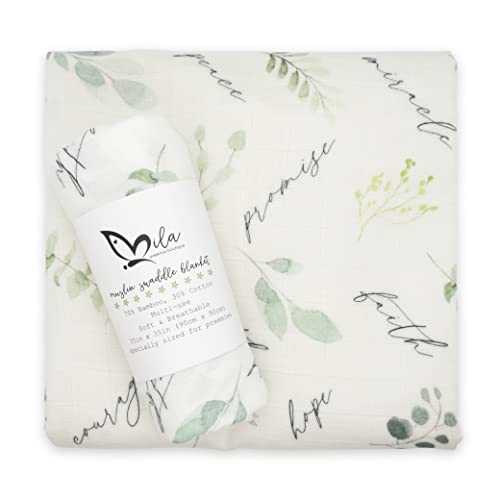 Mila Preemie Boutique Preemie Swaddle (35â x 35â) - Bamboo & Cotton Muslin Swaddle Blanket - Soft Preemie Swaddle Blanket - Neutral Preemie Swaddle Wrap for Small Newborn - Great Gift for Moms