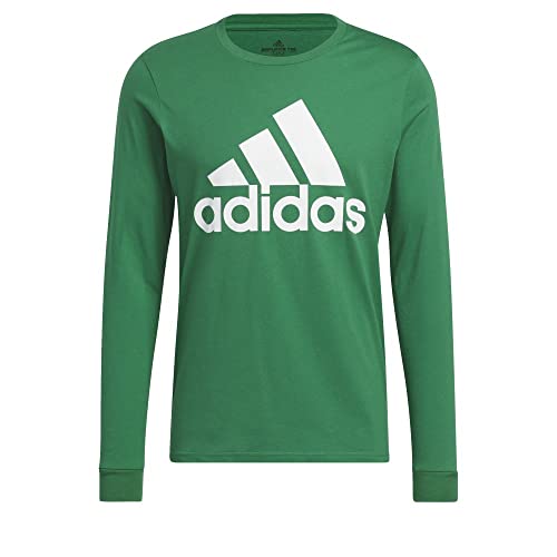 adidas Amplifier Long Sleeve Badge of Sport Tee Men's, Green, Size L