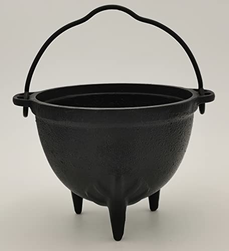Cast Iron Cauldron with Lid Witchcraft 4.9" Incense Burner Perfect for Incense Smudge Sage Holder Altar Ritual Burning Holder (Black)