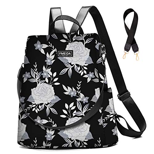College Backpack Nylon Backpack Purse for Women Anti Theft Travel Backpacks Waterproof Crossbody Bag Convertible Backpack Fashion Book Bags Shoulder Bag Flower Mochilas de mujer