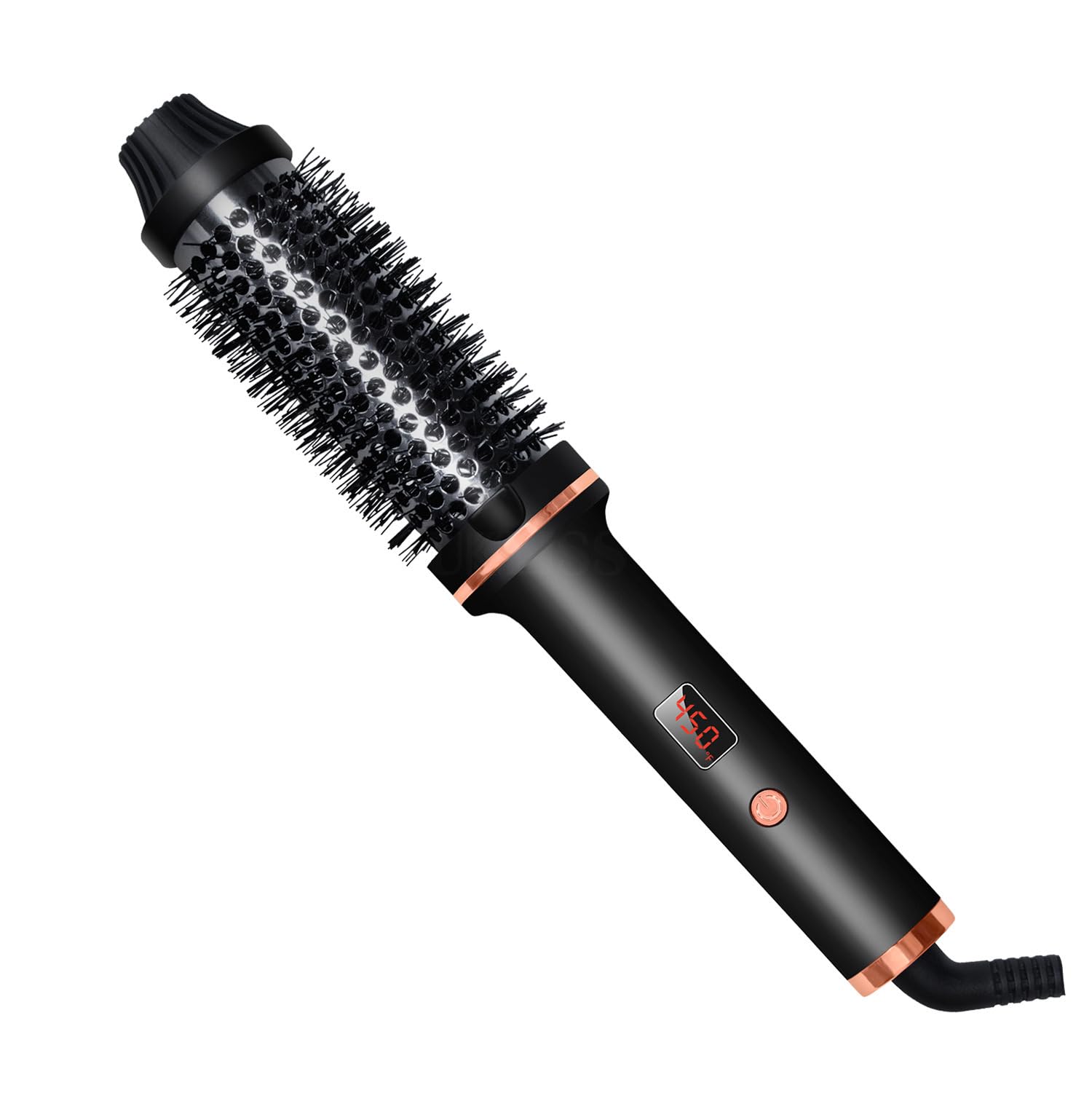AIKO Thermal Brush for Blowout Look, 1.25 Inch Ceramic Tourmaline Ionic Heated Round Brush for Smooth, Natrual and Voluminous Curls, Digital Display, Fast Heat-Up, Dual Voltage, Travel Friendly