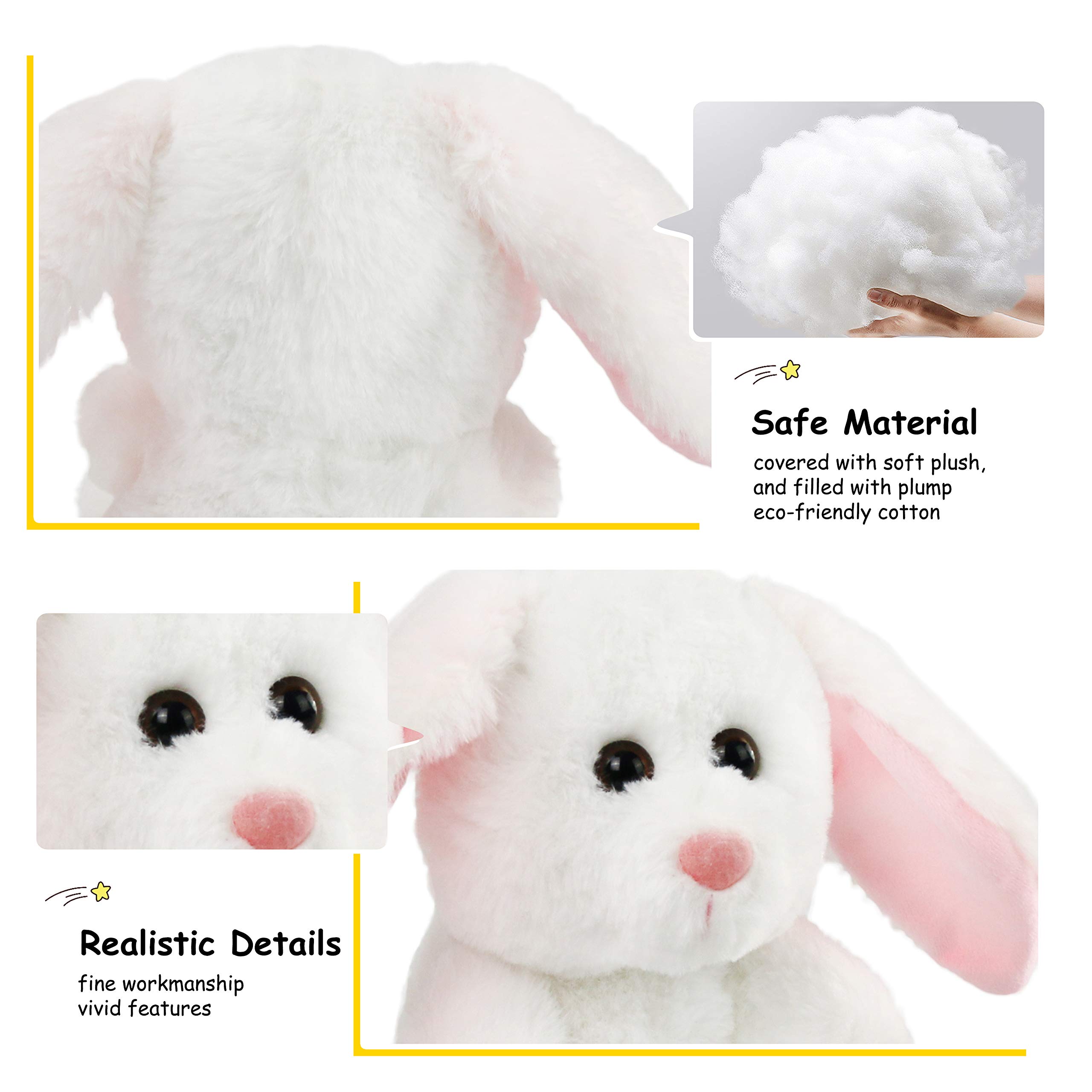BSTAOFY 8'' Easter Light up White Bunny Soft Plush Toy LED Rabbit Lop Ear Night Light Stuffed Animals Easter Birthday Valentines Day Easter Christmas Festival Gift for Kids Toddlers