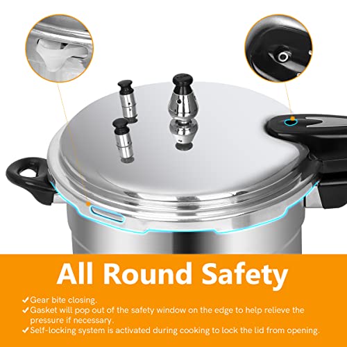 Fulgutonit 5.3 Quart Pressure Cooker, 10 Psi Induction Compatible Pressure Canner w/Multiple Pressure Control & Protection, Canning Rack Included
