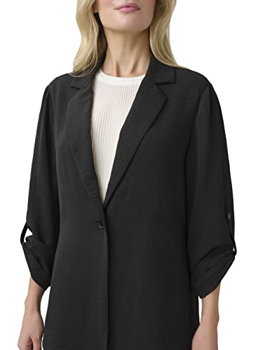Adrianna Papell Women's Roll Sleeve One Button Blazer, Black, S