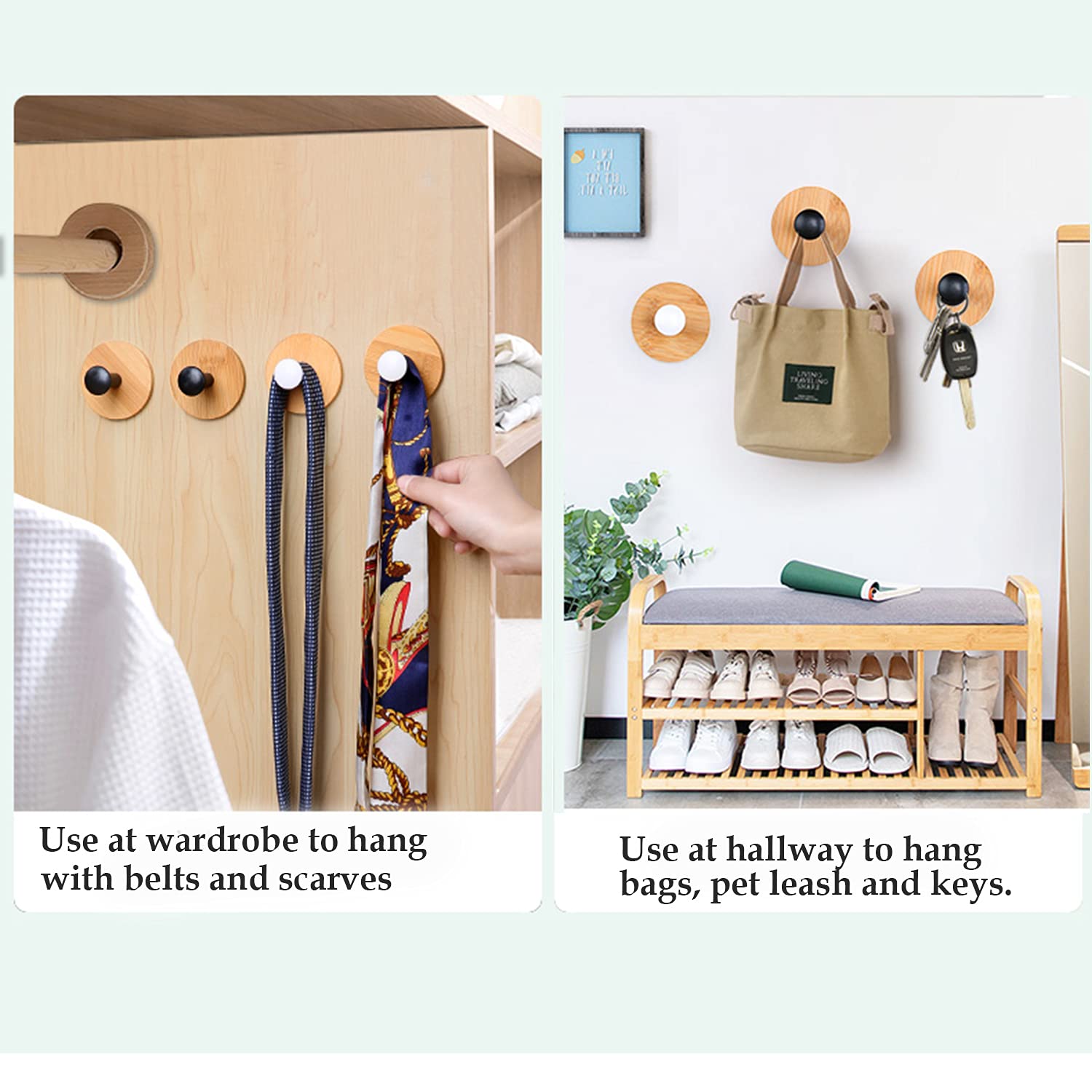 BeiLeiNiceHK Self Adhesive Hooks, Robe Hooks Reusable Seamless Hooks, Heavy Duty Adhesive Hooks, Utility Hooks for Bedroom, Kitchen, Bathroom 4 Pack (White)