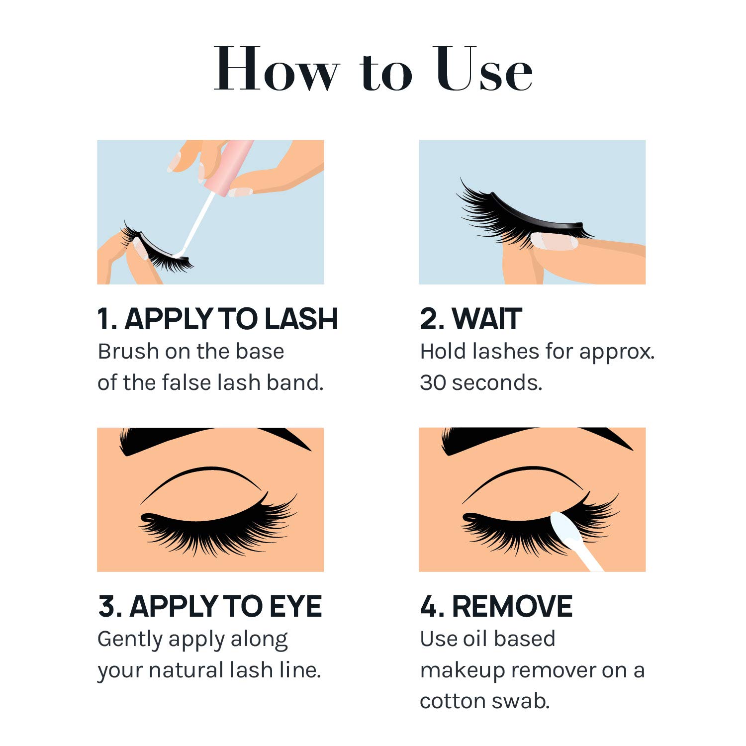AOA Studio Eyelash Lash Glue Enhancers 4pcs Strip Lash Adhesive Strong Hold Water Proof Formula No Irritation Latex Free Long Lasing Quick Dry Eyelash adhesive 0.17oz Each (4 Pack) (Clear)