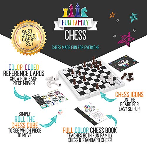 Fun Family Chess Set for Kids & Adults - Wooden Board Game for Learning Chess