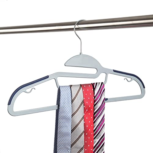 Finnhomy 50 Pack Plastic Hangers, Durable Clothes Hangers with Non-Slip Pads, Space Saving Easy Slide Clothes Hanger for Closet, Great for Shirts, Pants, Scarves, Strong Enough for Coat