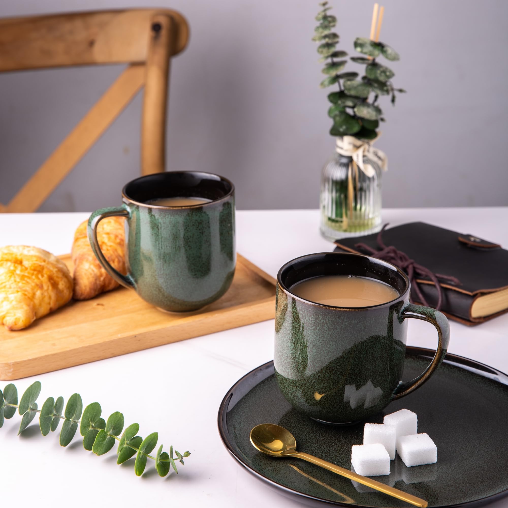 LERATIO 12OZ Ceramic Coffee Mugs Set of 4, Large Porcelain Coffee Cups With Large Handle For Latte,Cappuccino,Milk,Cocoa,|Dishwasher&Microwave Safe Mug Sets,Ideal for Man,Woman,Dad, Mom