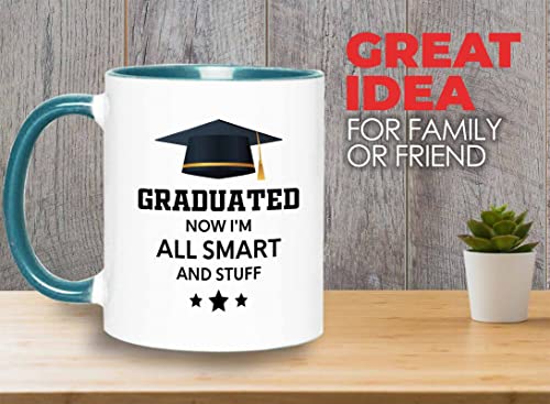 Flairy Land Graduation 2Tone Green Mug 11oz - All Smart and Stuff - Graduation Gifts for Her Senior Graduation College Student College Graduate Classmate MBA Grad