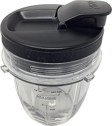 Genuine Ninja 12oz Tritan Cup w/Spout Lid for Auto-iQ BL450 BL456 BL480 BL482 BL490 BL494 BL641 BL680 BL681 BL682 BL687 BL910 BL2012 NN102 Blender