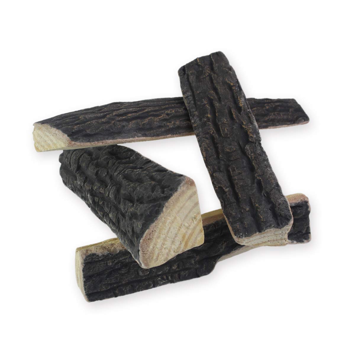 Dulousia Anyneo Ceramic Wood Logs, Gas Fireplace Log, Indoor Outdoor Fire Pits Lifelike Branch Gas Log for Vent Free, Propane, Electric, Gas Inserts (style B-4pcs)