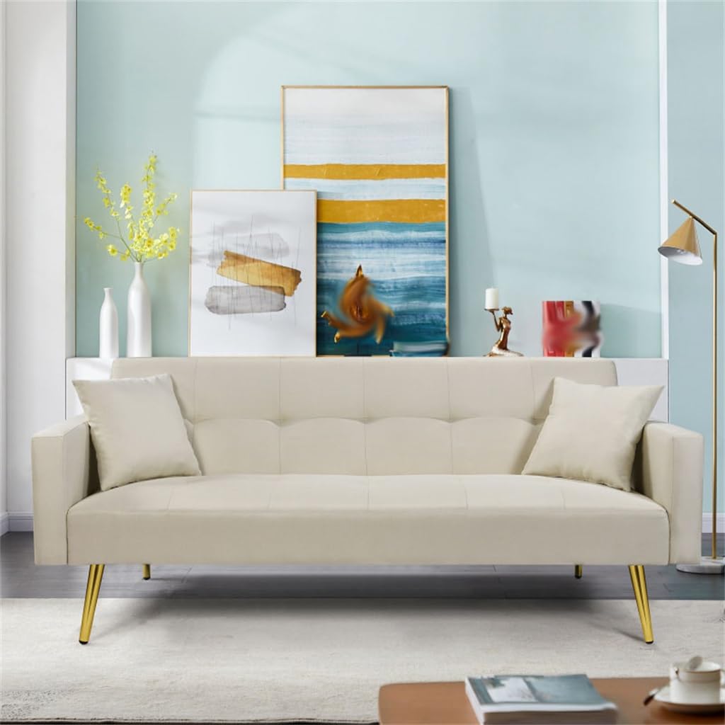 ADUH Convertible Fabric Folding Futon Sofa Bed, Sleeper Sofa Couch for Compact Living Space.