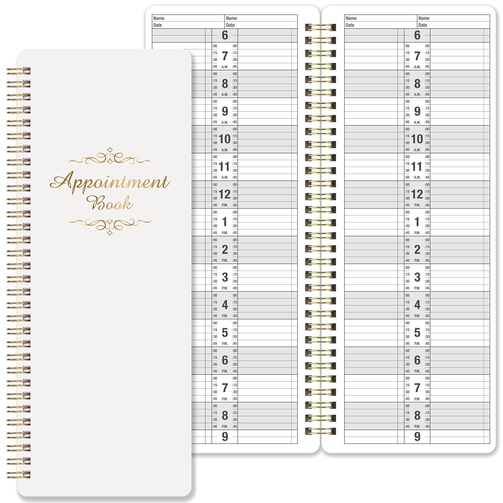 Appointment Book – Undated Salon Appointment Book, 15 Minute Intervals Day Planner, 4.5’’ x 11.5’’ Daily&Hourly Schedule Book, 2 Column&200 Pages, Strong Twin-Wire Binding, Hardcover, SPA Organizer