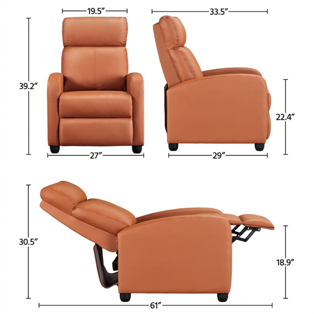 ADUH Faux Leather Push Back Theater Recliner Sofa Waterproof Leisure Lazy Single Sofa for Living Room Bedroom