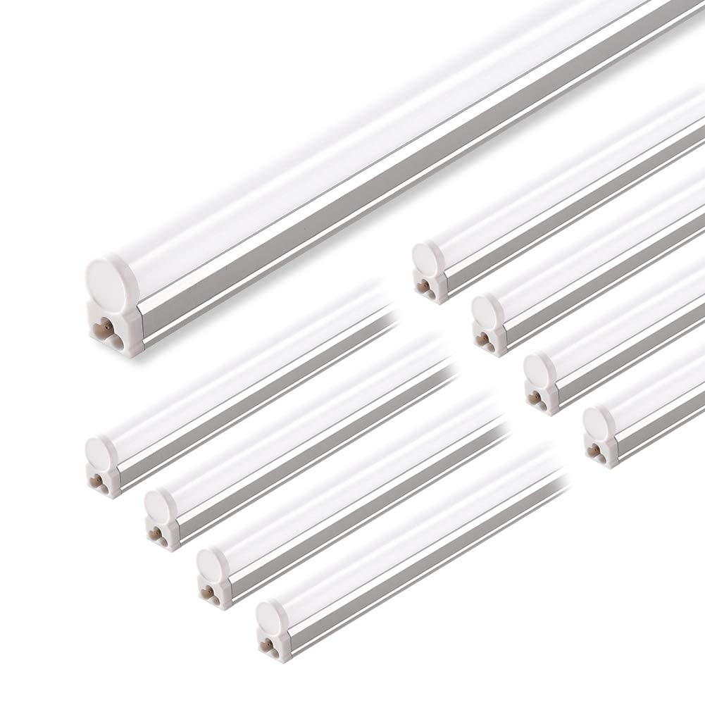 Barrina LED Shop Light, 4 ft 2200lm 6500K (Super Bright White) T5 Fixture, Linkable Shop Lights, Strip Lights, Tube Lights for Garage Warehouse Workshop Basement, ETL Listed, Plug and Play, 8-Pack