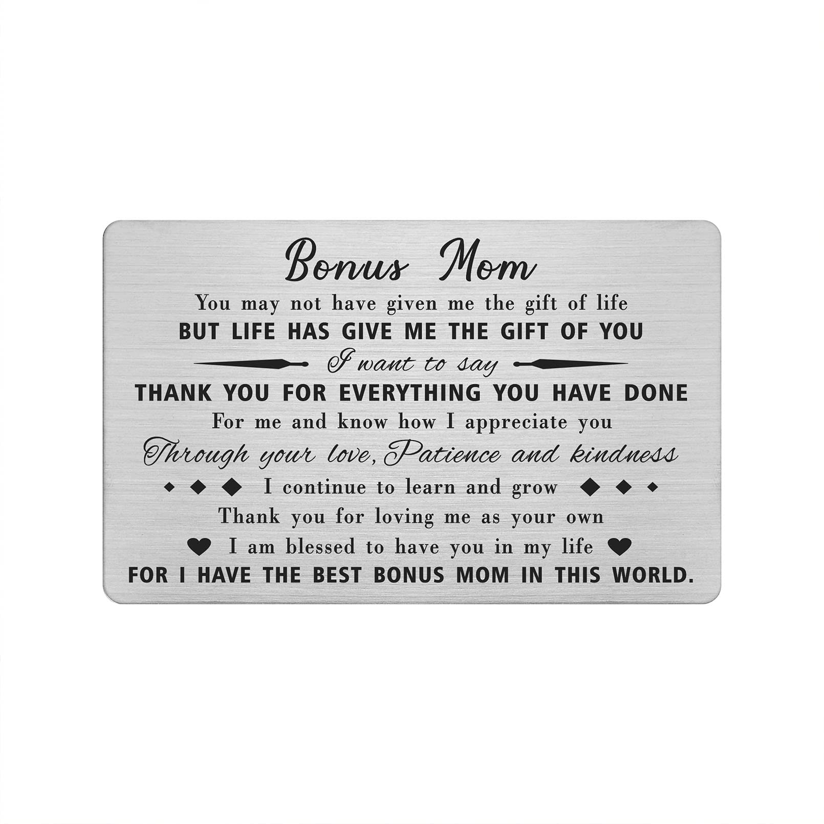 Yobent Step Mom Stepmom Stepmother Gifts, Personalized Bonus Mom Christmas Wallet Card from Daughter Son, Best Bonus Mom Birthday Present for Women