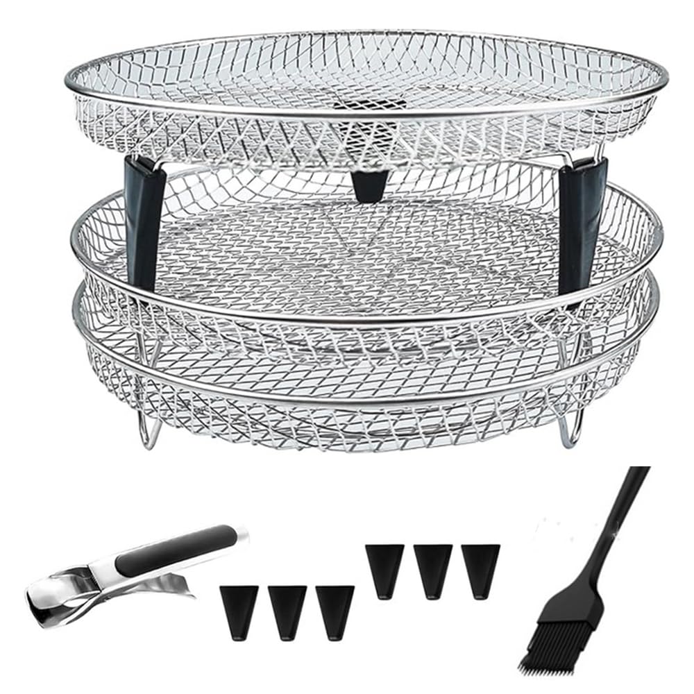 Air Fryer Accessories,Upgrade Air Fryer Rack-Air Fryer Three Stackable Racks for Gowise Phillips USA Cozyna Ninjia Airfryer,Air Fryer Rack Fit all 4.2QT - 5.8QT air fryer,Oven,Pressure Cooker