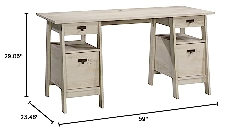 Sauder Trestle Executive Trestle Desk, Chalked Chestnut finish