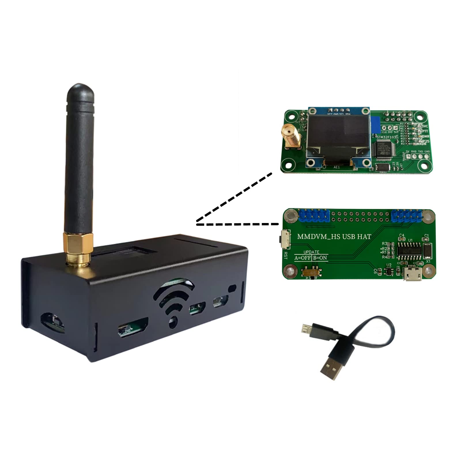 AURSINC MMDVM Hotspot USB HAT Board with Simlpex Hotspot Multi-mode Digital Voice Modem Supports C4FM YSF NXDN DSTAR P25 DMR | Compatible with Windows Linux Android System | BER, DMR, TX & TCXO offset