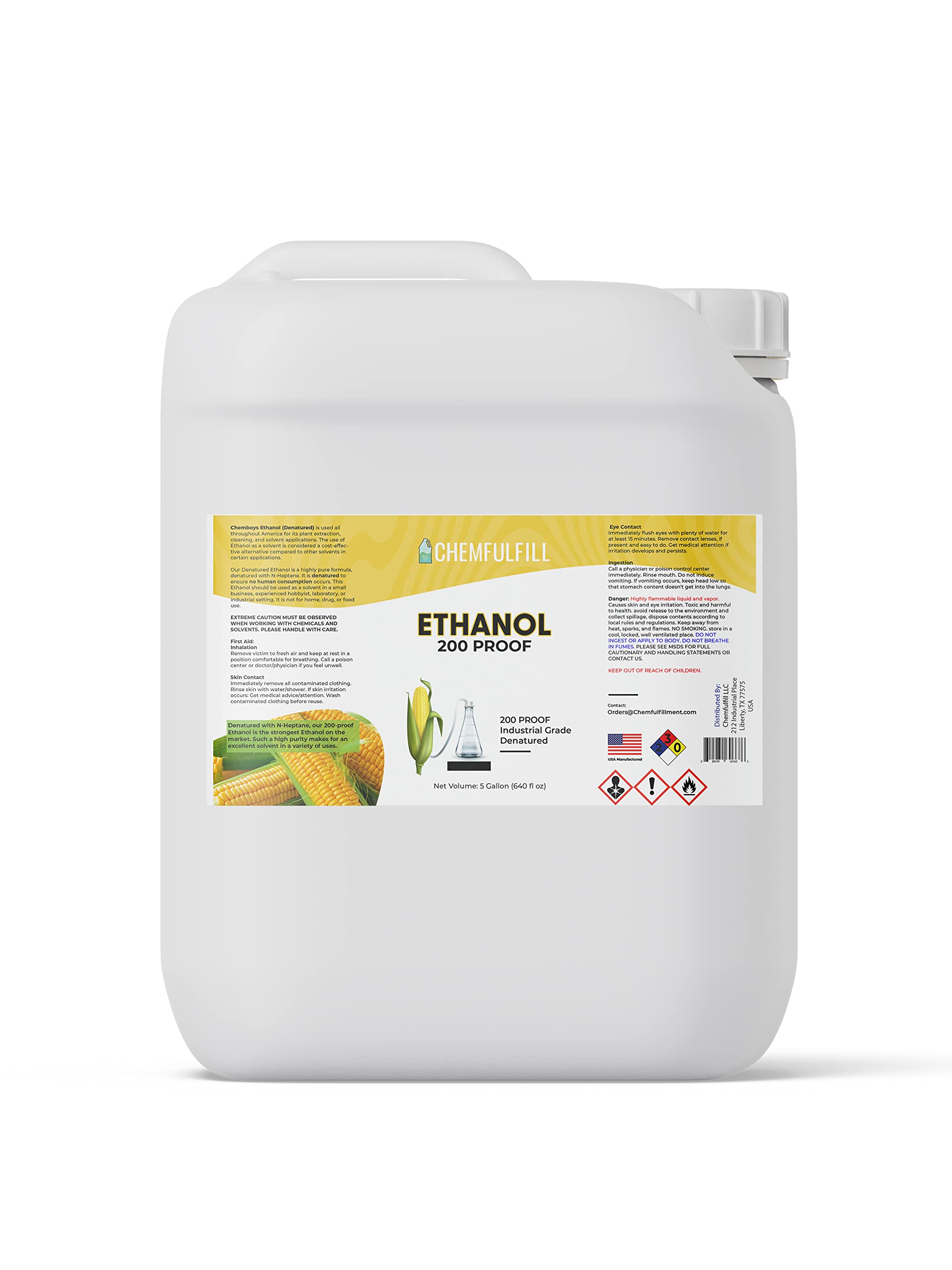 Chemfulfill 200 Proof Ethanol – Ethanol (100% EtOH Denatured) (5-Gallon (640 fl oz))