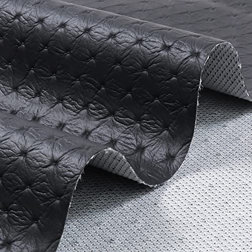 Black Faux Leather Sheet Vinyl Marine Upholstery Diamond Embossed Leather Fabric Soft&Waterproof for Sofa,Pillow,Seat,SUV,RV,DIY Project (Black 2Yard)