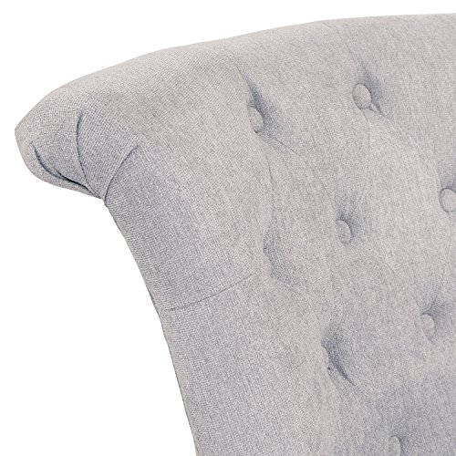 OSP Home Furnishings Hannah Tufted Office Chair with Adjustable Height and Grey Wood Base, Fog Fabric