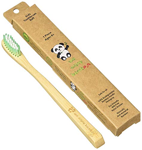 Natural Organic Eco Friendly Bamboo Toothbrush KIDS SOFT Nylon Bristles, BPA Free, Promote Responsible Dental Care (4- Pack)
