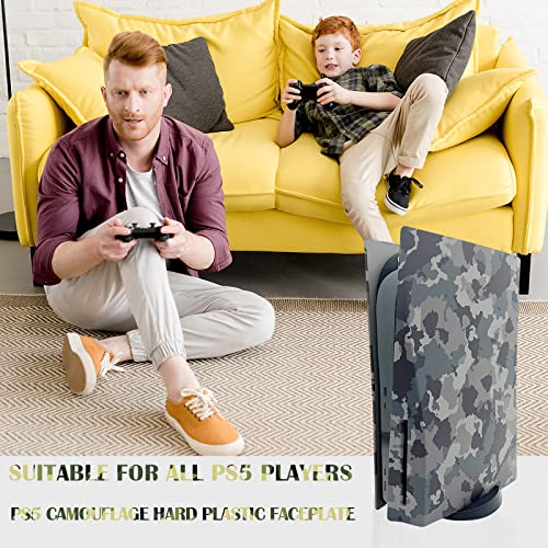 Camouflage Face Plates Cover Shell Panels for PS5 Disc Edition Console, Playstation 5 Accessories Faceplate Protective Shell Replacement Plate (Gray Camouflage)