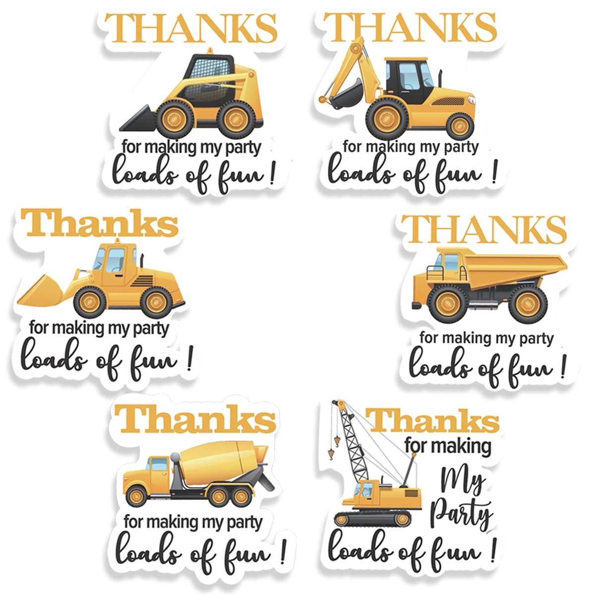 Construction Thank You Stickers,Construction Trucks Shower Thank You Stickers Labels,Construction Party Stickers for Construction Theme Shower Birthday Party Favor Label Decorations