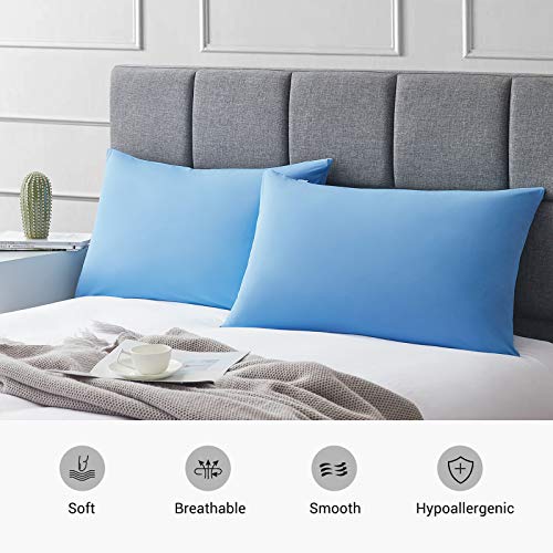 Avolare Cooling Pillow Cases, 2 Pack Arc-Chill Q-max>0.5 Cool Pillowcases for Hair Skin and Hot Sleepers, Soft Silky 20" x 30" Summer Pillow Cover with Zipper fit Standard & Queen Size Pillows - Blue