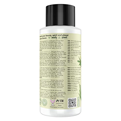 Love Beauty and Planet Radical Refresher 100% Biodegradable Shampoo Detoxifying & Purifying Tea Tree Oil & Eucalyptus Vegan Shampoo 0% Sulfates, Silicones, Parabens, and Dyes 13.5 oz
