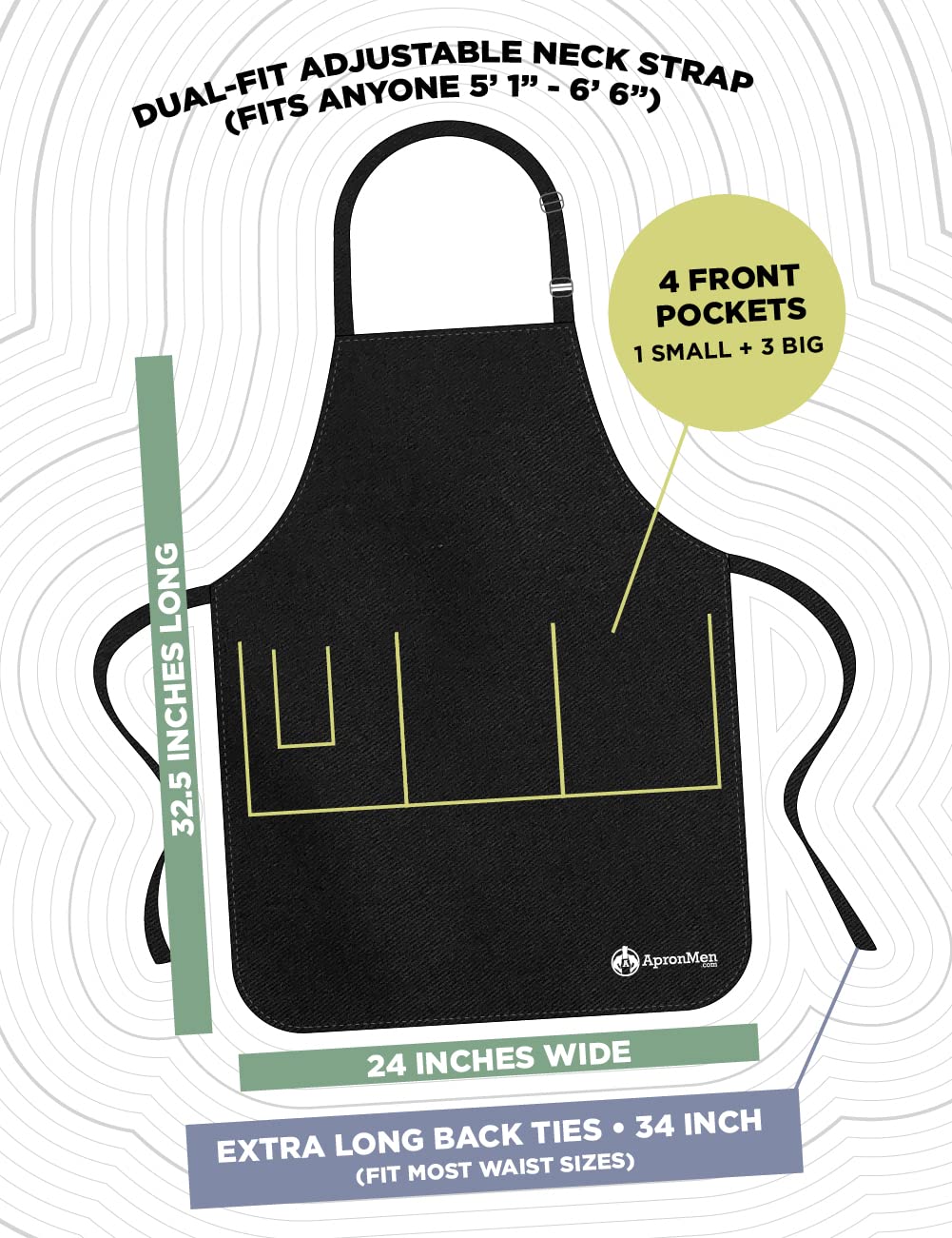 ApronMen Trophy Husband Funny Aprons For Men - Adjustable Straps - One Size Fits All Grilling Apron With Pockets - Professionally Printed Gift For Dad Or House Husband - Cotton Kitchen BBQ Chef Apron