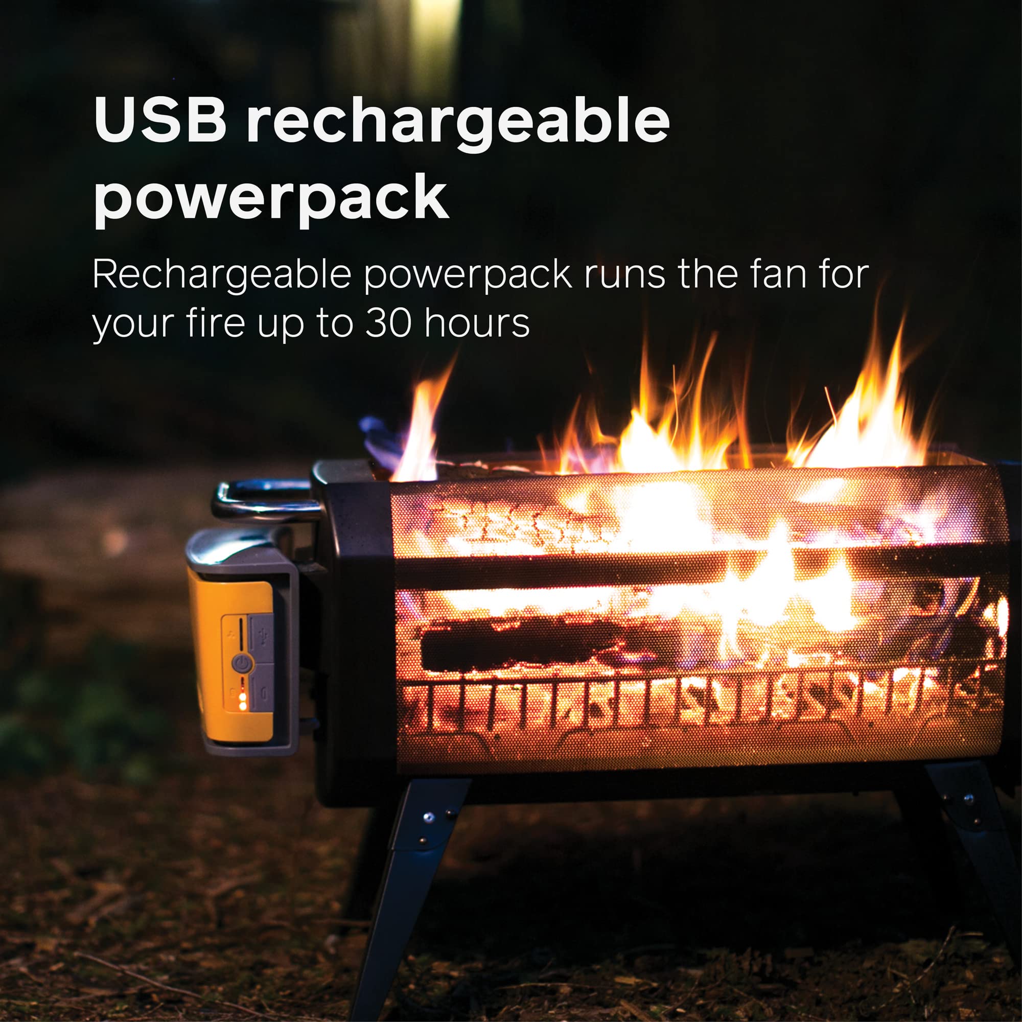 BioLite, FirePit, Smokeless Outdoor Wood and Charcoal Burning Fire Pit with Bluetooth, Rechargeable 12,800 mAh USB-A Out