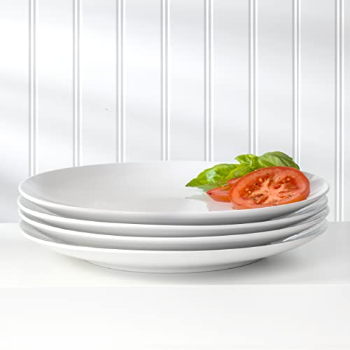 Euro Ceramica Essential Collection Porcelain Dinnerware and Serveware, 16 Piece Dinnerware Set, Service for 4, Classic White