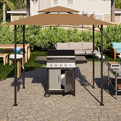 8'x 5' Grill Gazebo Canopy - Outdoor BBQ Gazebo Shelter with LED Light, Patio Canopy Tent for Barbecue and Picnic