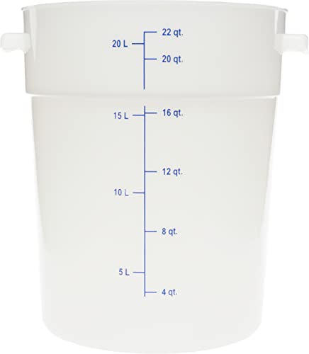 Carlisle FoodService Products CFS StorPlus Plastic Round Food Storage Container, 22 Quart, White, (Pack of 6)